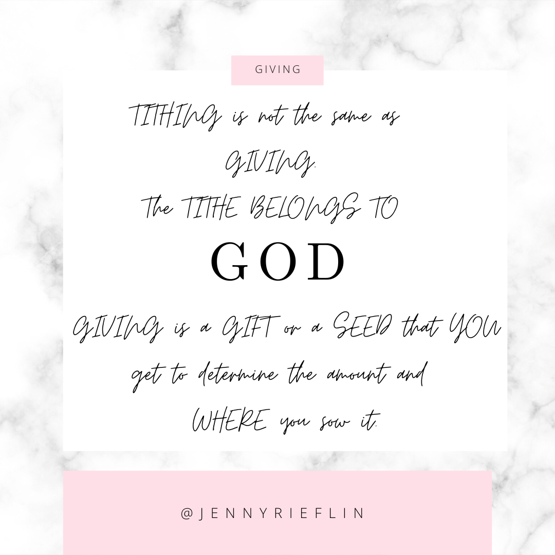 Why Tithing is NOT the Same as Giving – ~JENNY RIEFLIN MINISTRIES~